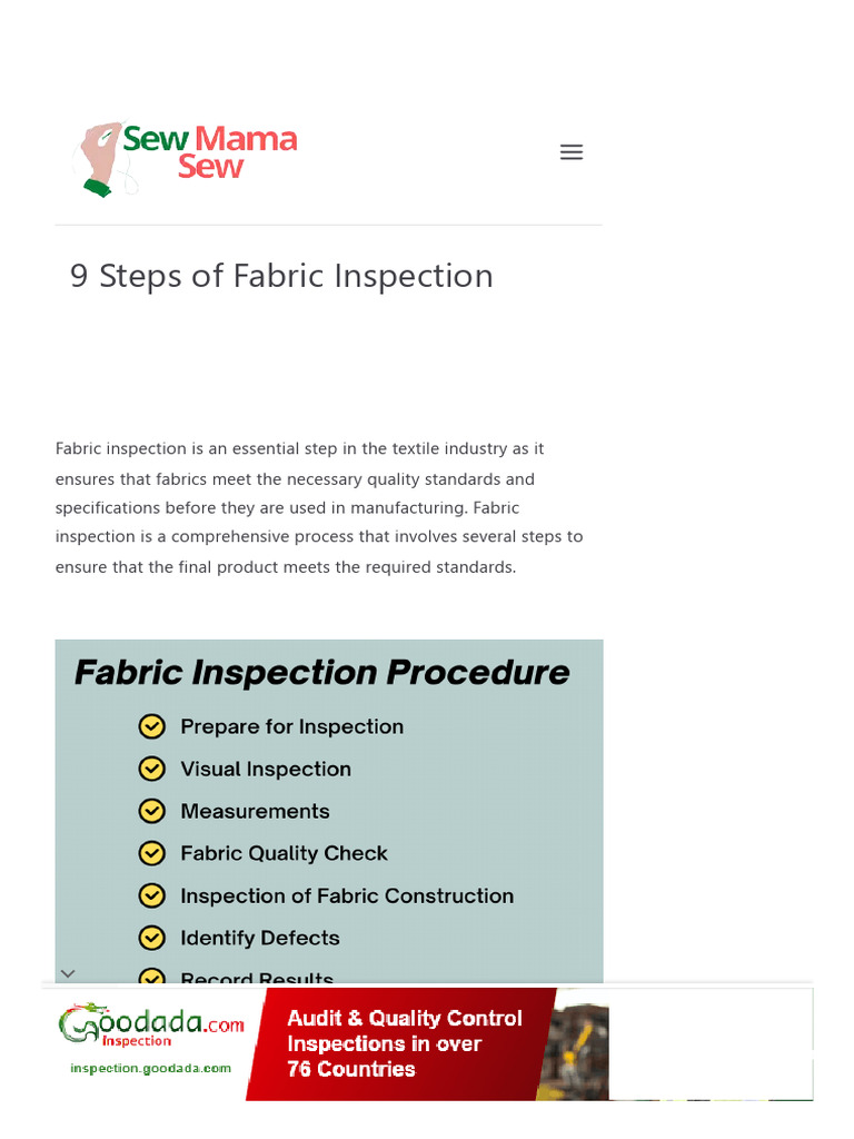 9 Steps of Fabric Inspection | PDF | Textiles | Yarn