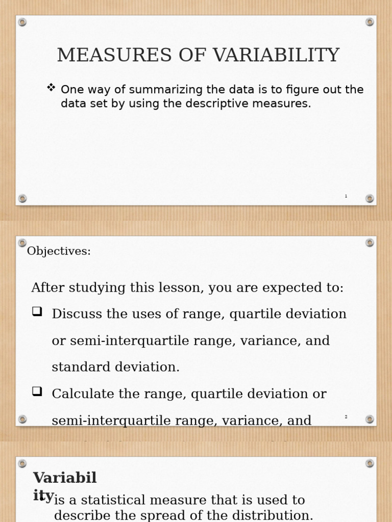 Measures of Variability | PDF | Variance | Standard Deviation