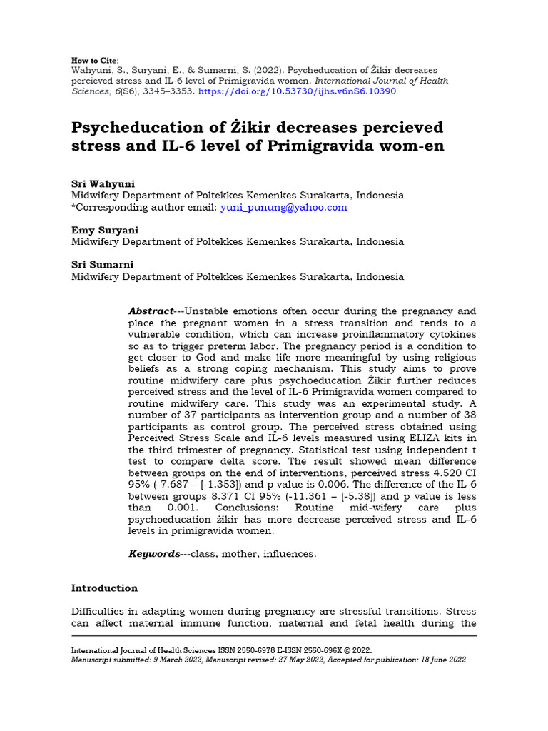 IJHS-10390+3345-3353 | PDF | Pregnancy | Stress (Biology)