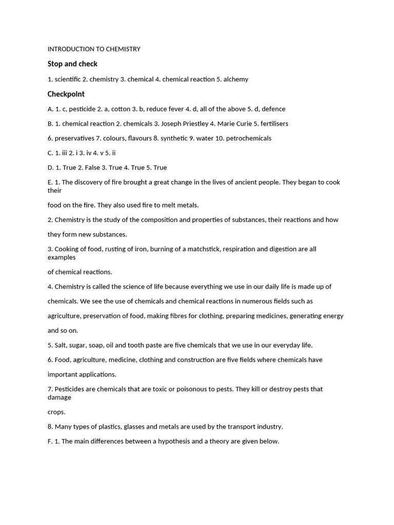 Chemistry CH - 1 Introduction To Chemistry | PDF | Chemistry | Chemical ...