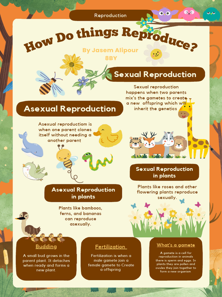 Reproduction in Plants Education Poster Portrait in Green Illustration ...