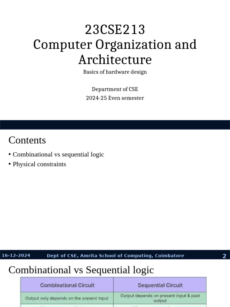 Lecture 3- Sequential logic and Physical constraints | PDF | Logic Gate ...