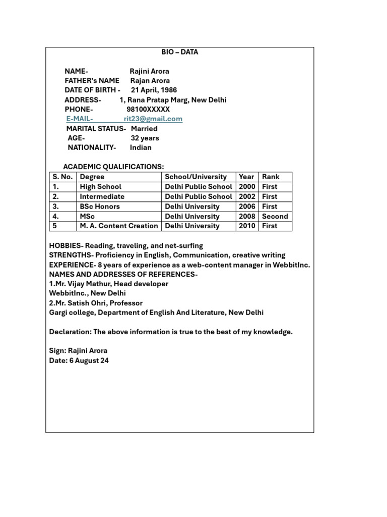 Rajan Arora: Biography Overview | PDF