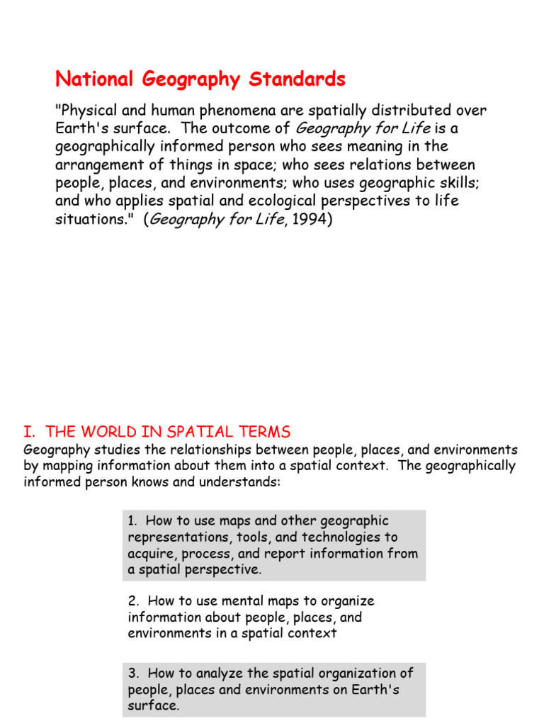 National Geography Standards WRG | PDF | Geography | Natural Environment