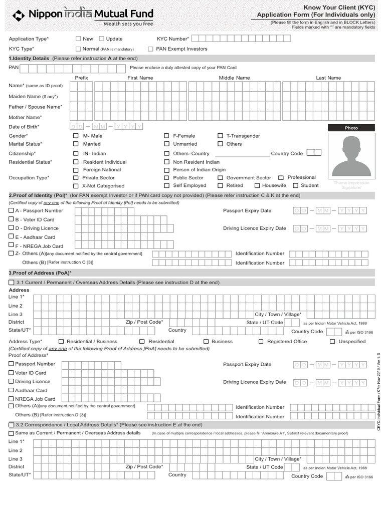 KYC Form-For Individual | PDF | Identity Document | Authentication