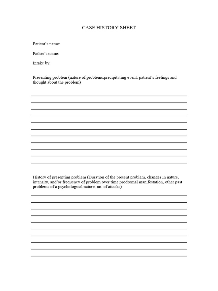 Clinical Case History Form | PDF