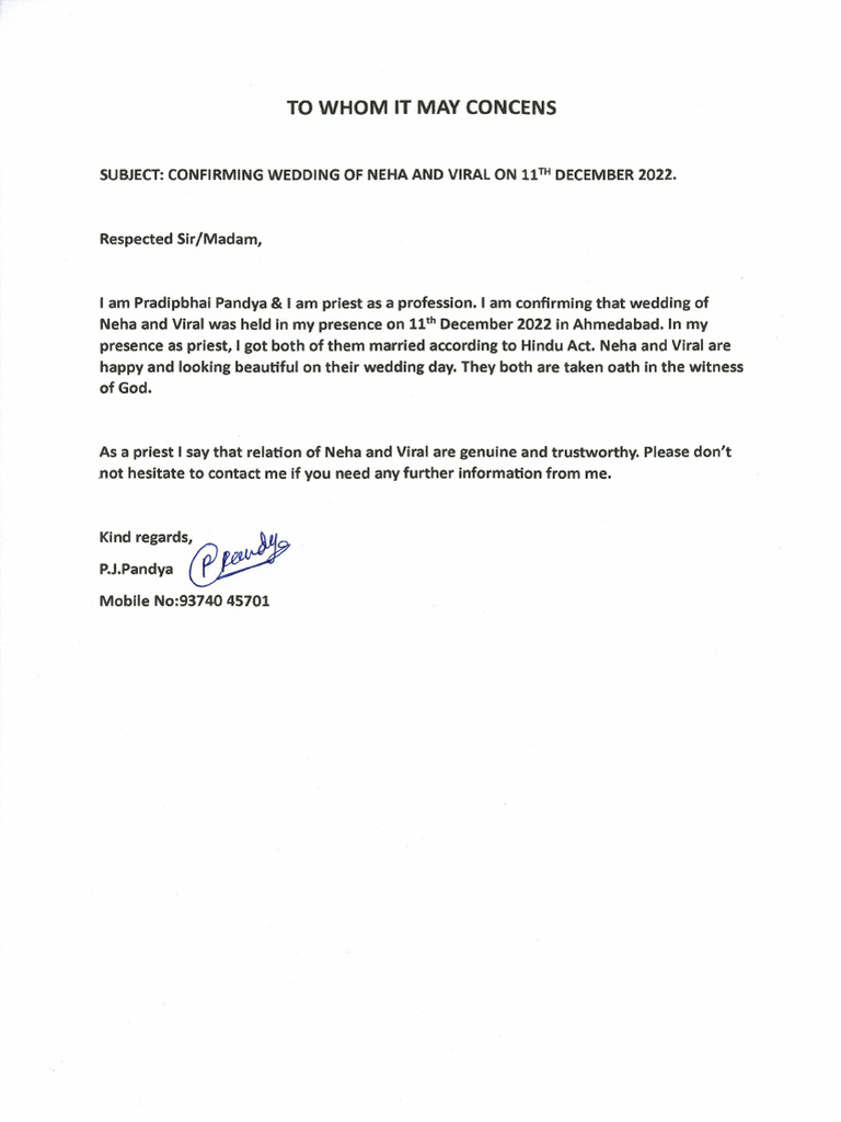 Nv Priest letter | PDF