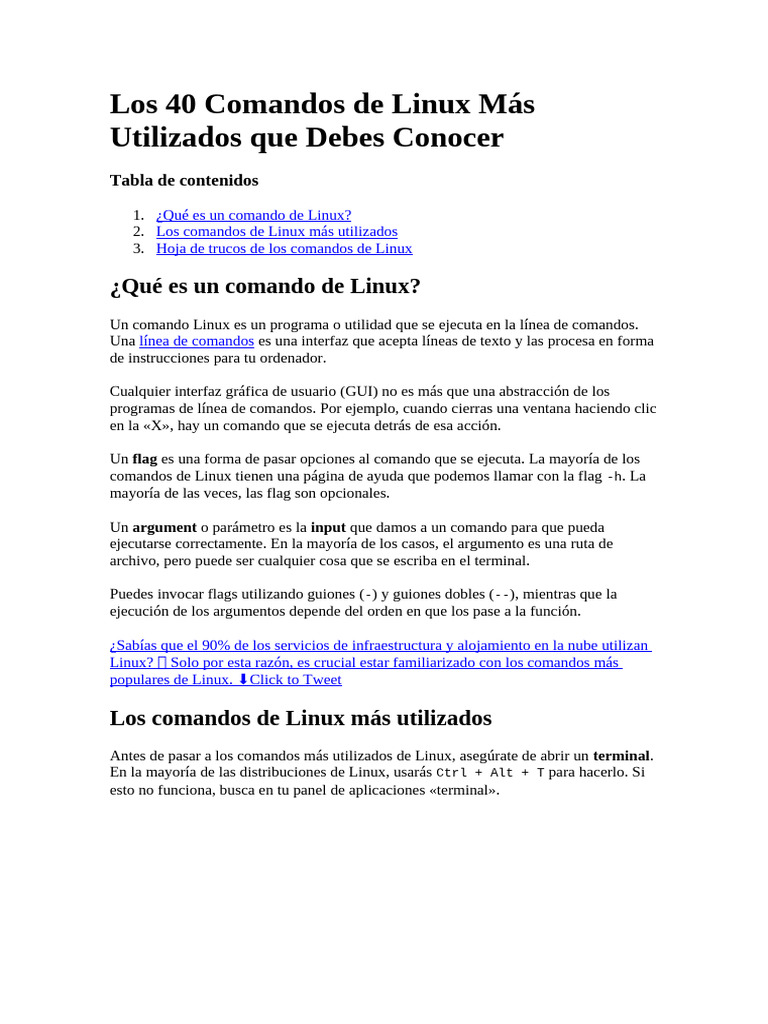 Los 40 Comandos de Linux Más Utilizados Que Debes Conocer | PDF | Archivo de computadora ...