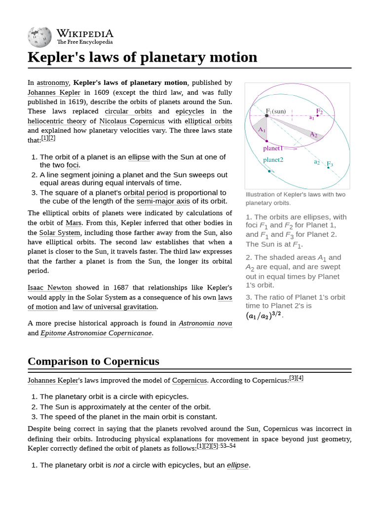 Kepler's Laws of Planetary Motion | PDF | Orbit | Solar System
