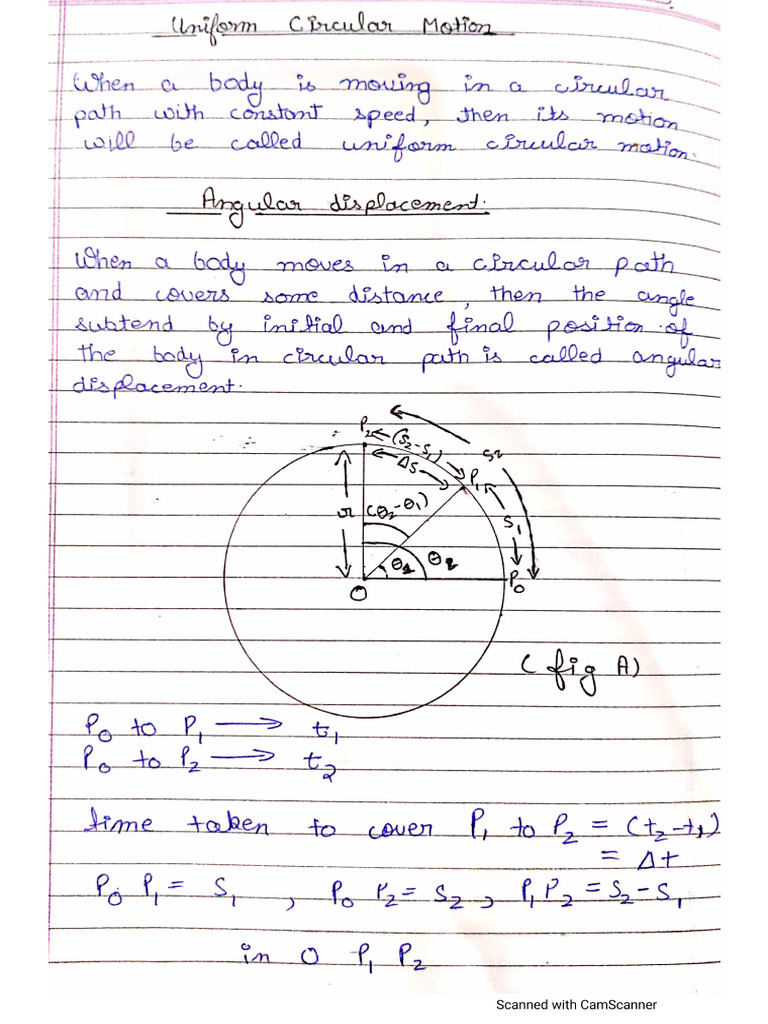 Notes of Uniform Circular Motion Class 11 | PDF