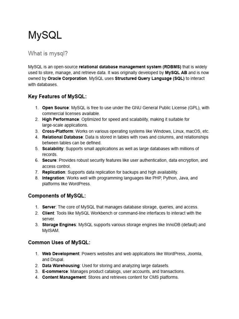 Overview of MySQL Database System | PDF