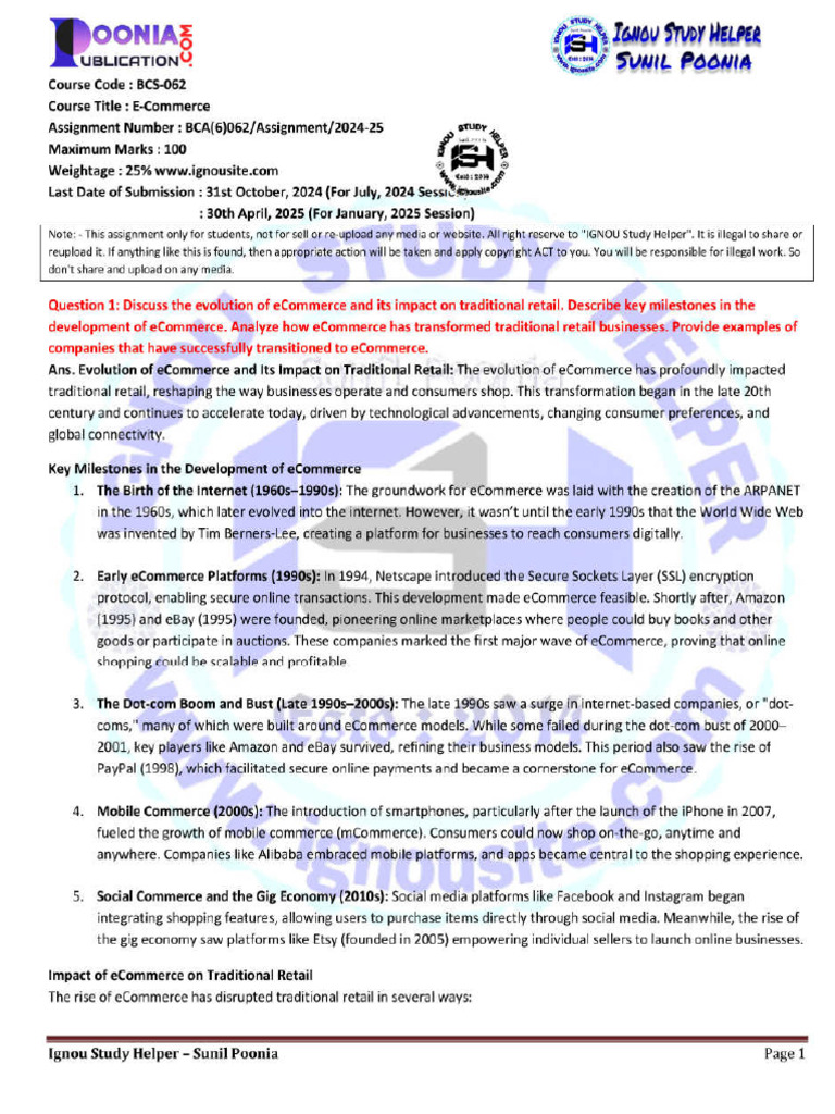 Bcs-062 Bca Semester-Vi July 2024 - January 2025 Session | PDF