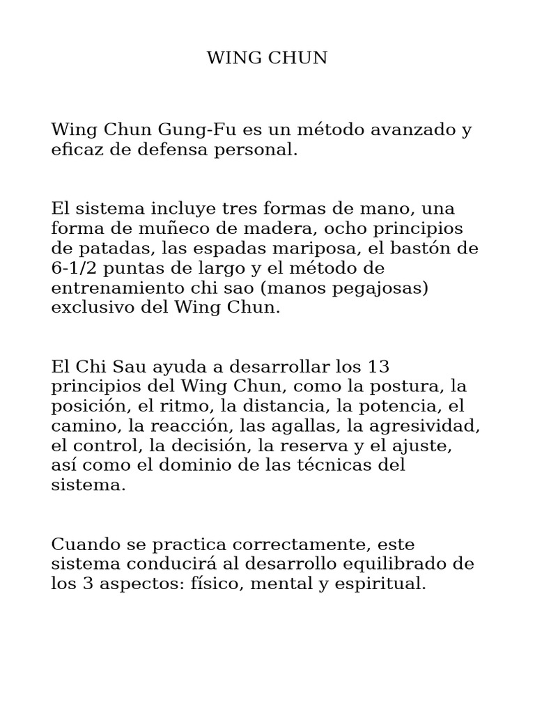 Principios Wing Chun | PDF | Wing Chun | Artes marciales del este asiático