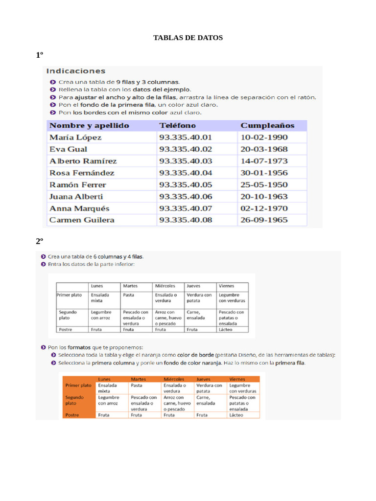 Tablas de Datos | PDF