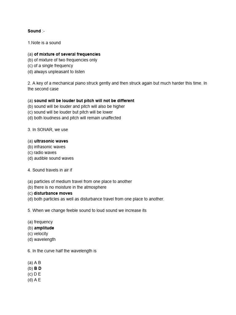 Class-9-Physics Objective Type Questions Sound | PDF | Kinetic Energy ...