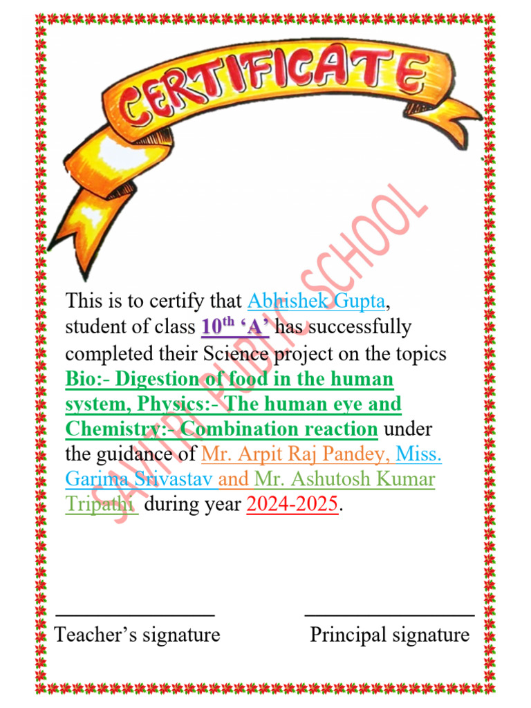 Science Cert Pdf