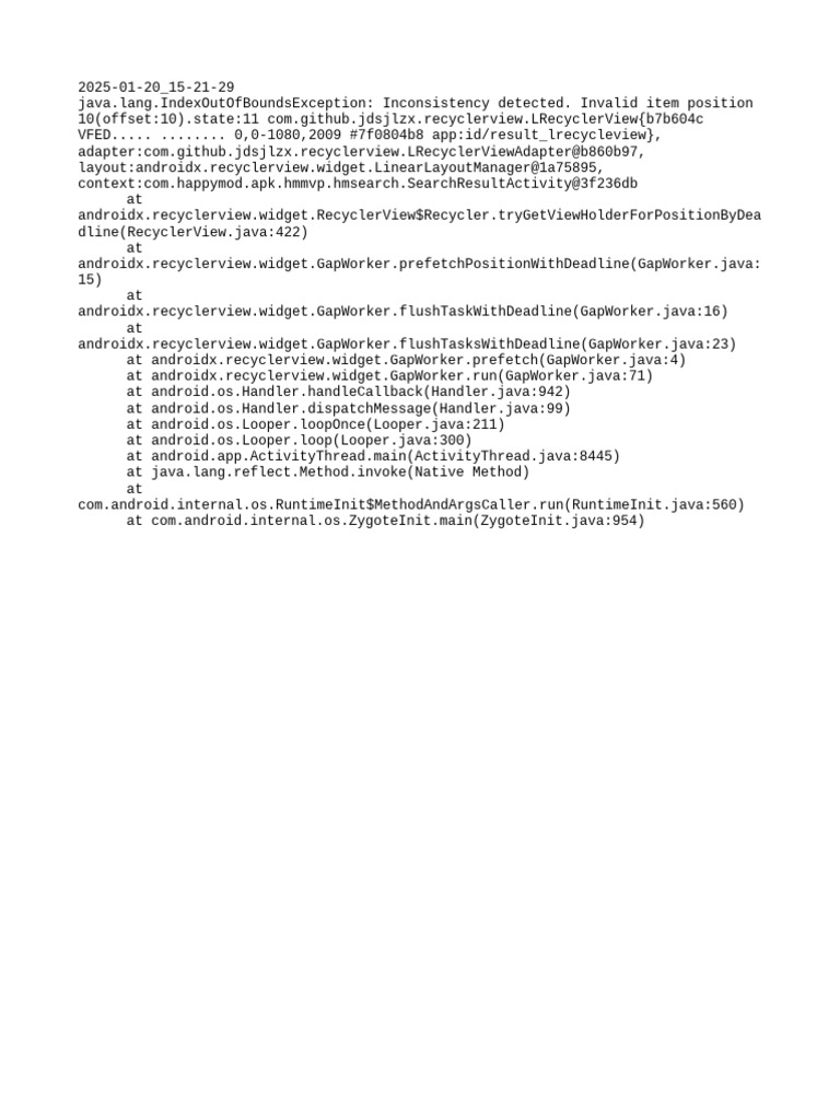 RecyclerView Error Debugging | PDF