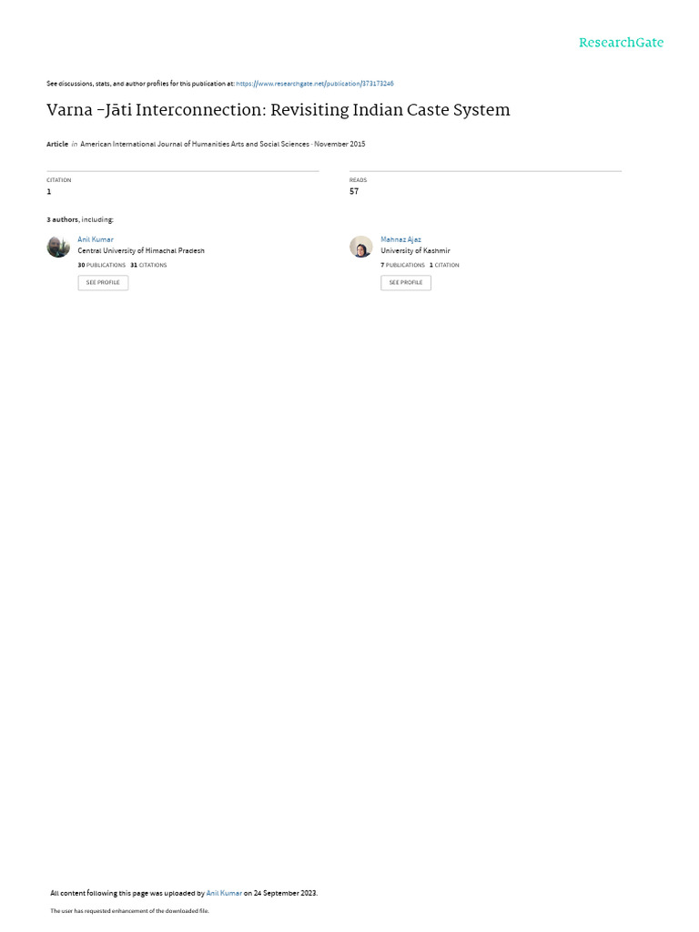 Varna_Jati Interconnection-Revisiting Indian Caste System | PDF | Caste ...