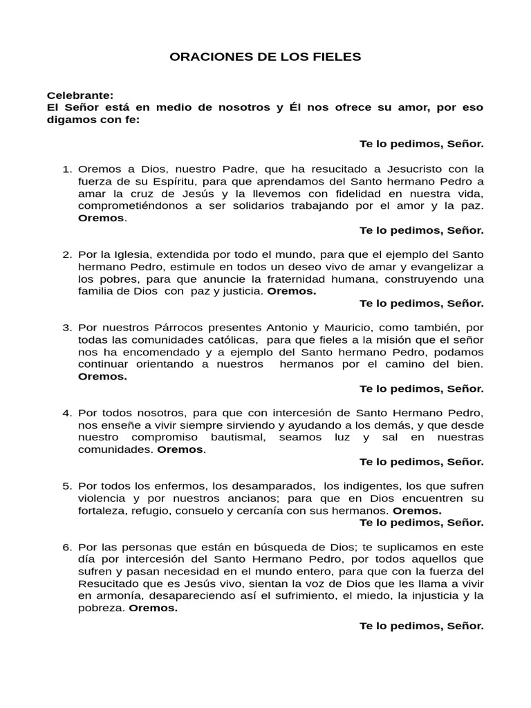 Oración de Los Fieles | PDF | Intercesión | Amor