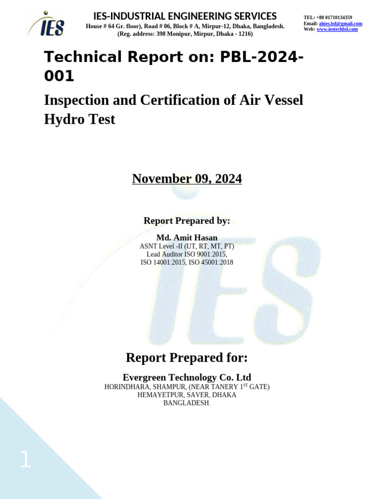 Hydro Test Report | PDF