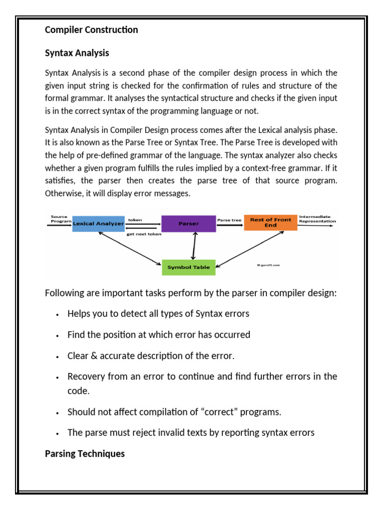 Syntax Analysis | PDF | Parsing | Syntax (Logic) Syntax Analysis | PDF | Parsing | Syntax (Logic)