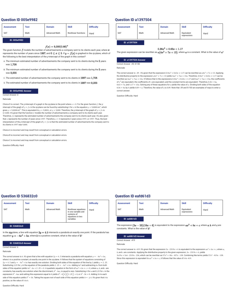 Advance Math Ques Medium and Hard With Ans | PDF | Function (Mathematics) | Equations