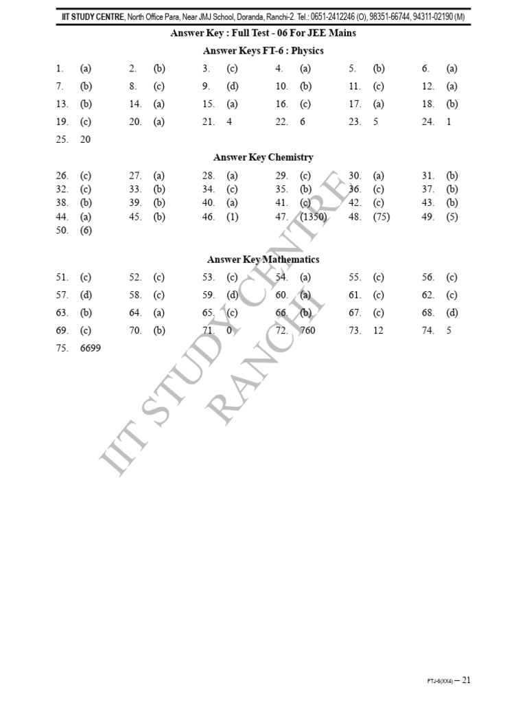 Full Test-6 Solution - 250121 - 141536 | PDF | Circle | Electronvolt