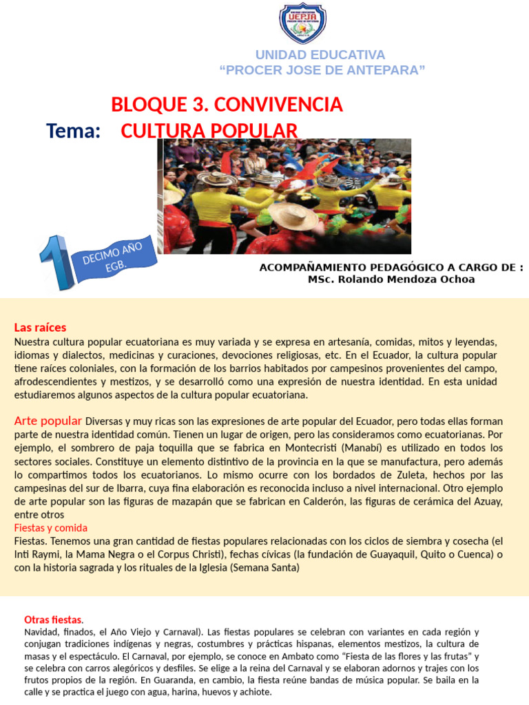 DECIMO Cultura Popular | PDF | Carnaval | Ecuador