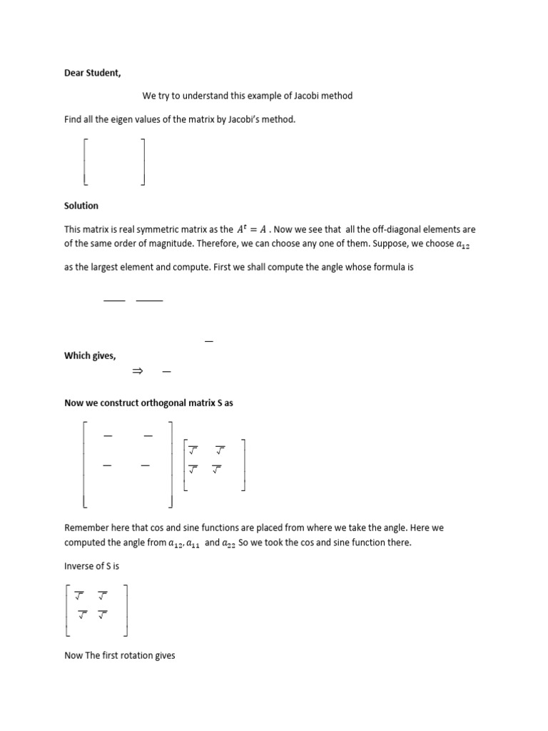 Eigen Value by Jacobi Method | PDF | Matrix (Mathematics) | Eigenvalues And Eigenvectors