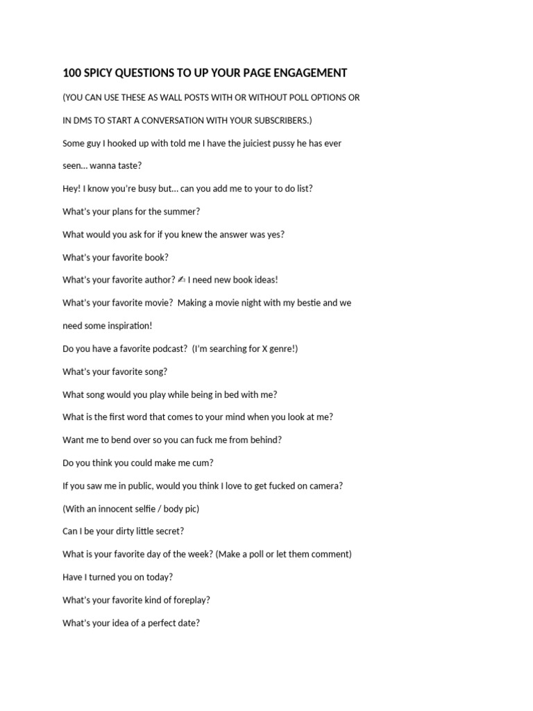 Engaging Spicy Questions for Followers | PDF