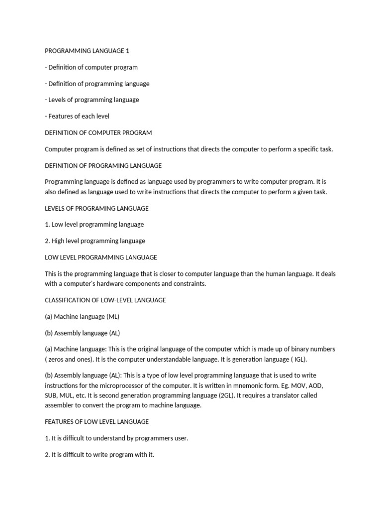 PROGRAMMING LAN-WPS Office-1 | PDF | Assembly Language | Programming Language