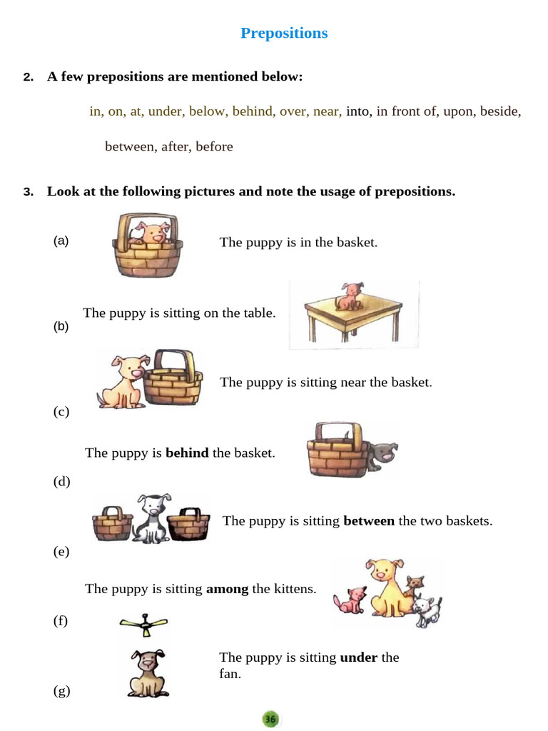 Class 3 English Prepositions Practice | PDF