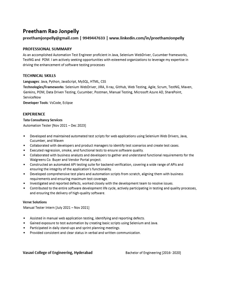 Resume Preetham | PDF