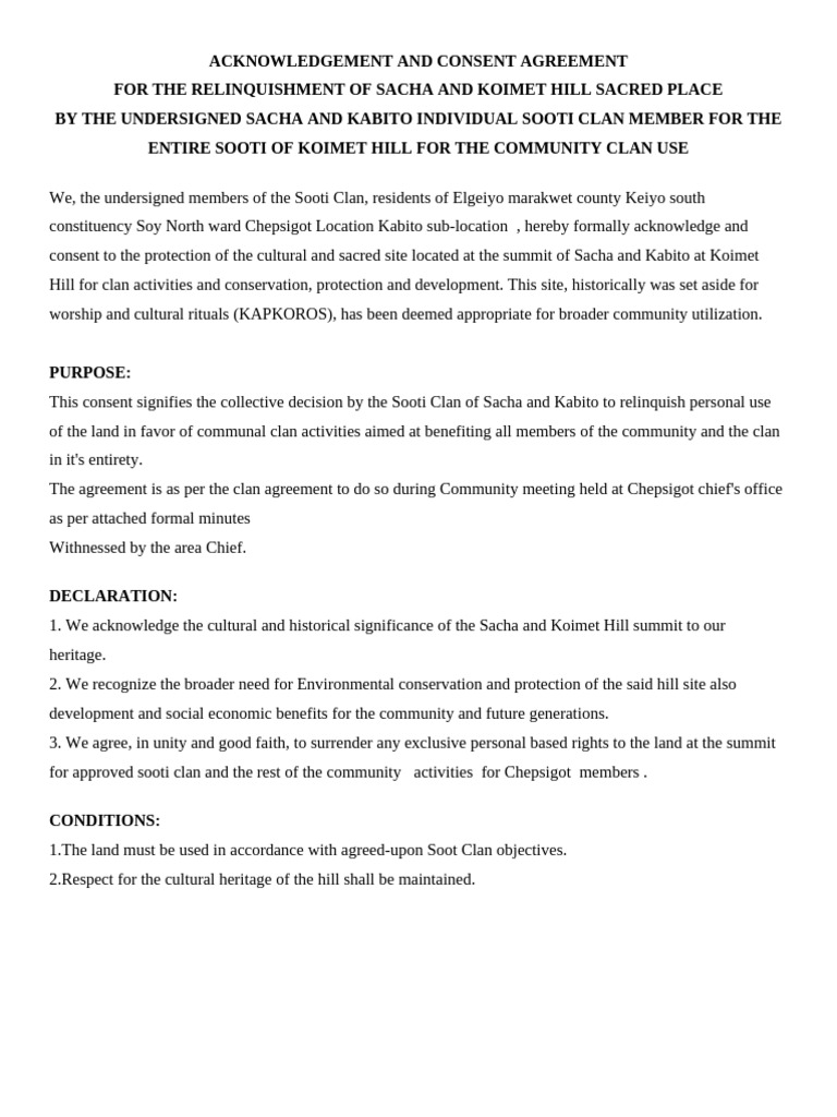 Acknowledgement and Consent Agreement | PDF