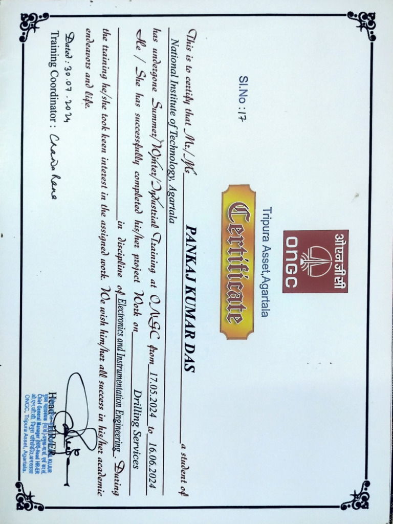 Ongc Certificate1 | PDF