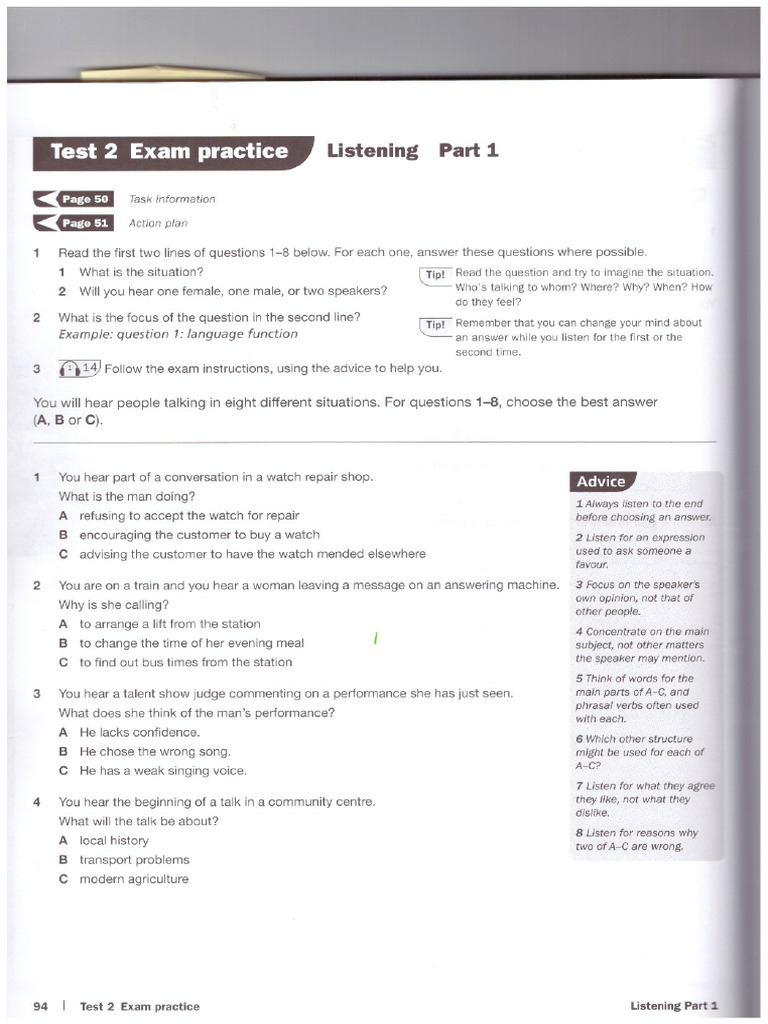 FCE Trainer Test Listening Pt 1.1 | PDF