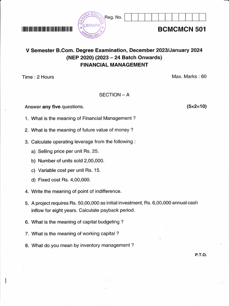 Financial Management Exam Questions | PDF | Net Present Value | Investing