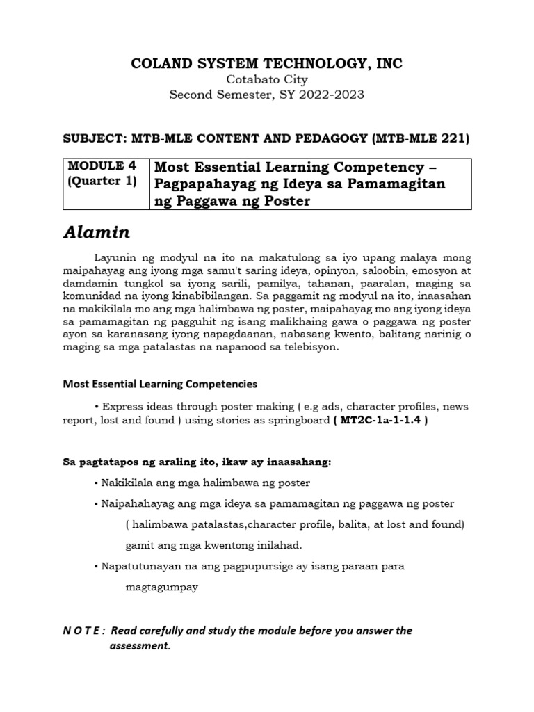 MTB MLE 2 Quarter 1 Module 4 | PDF