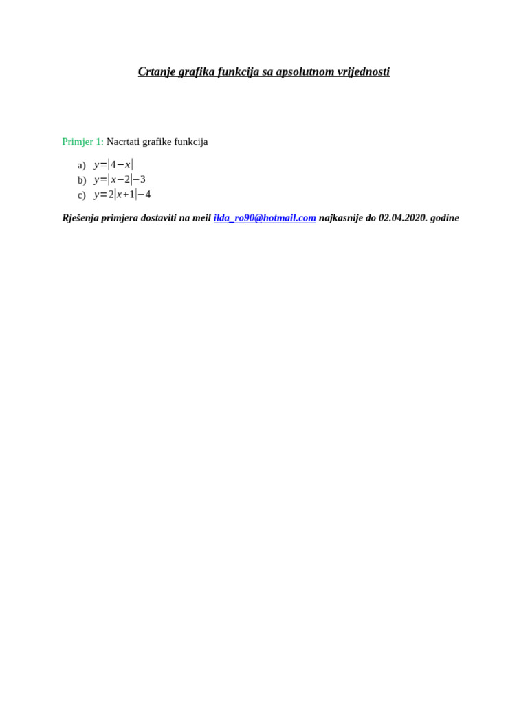 Crtanje Grafika Sa Apsolutnom Vrijednosti 3 | PDF