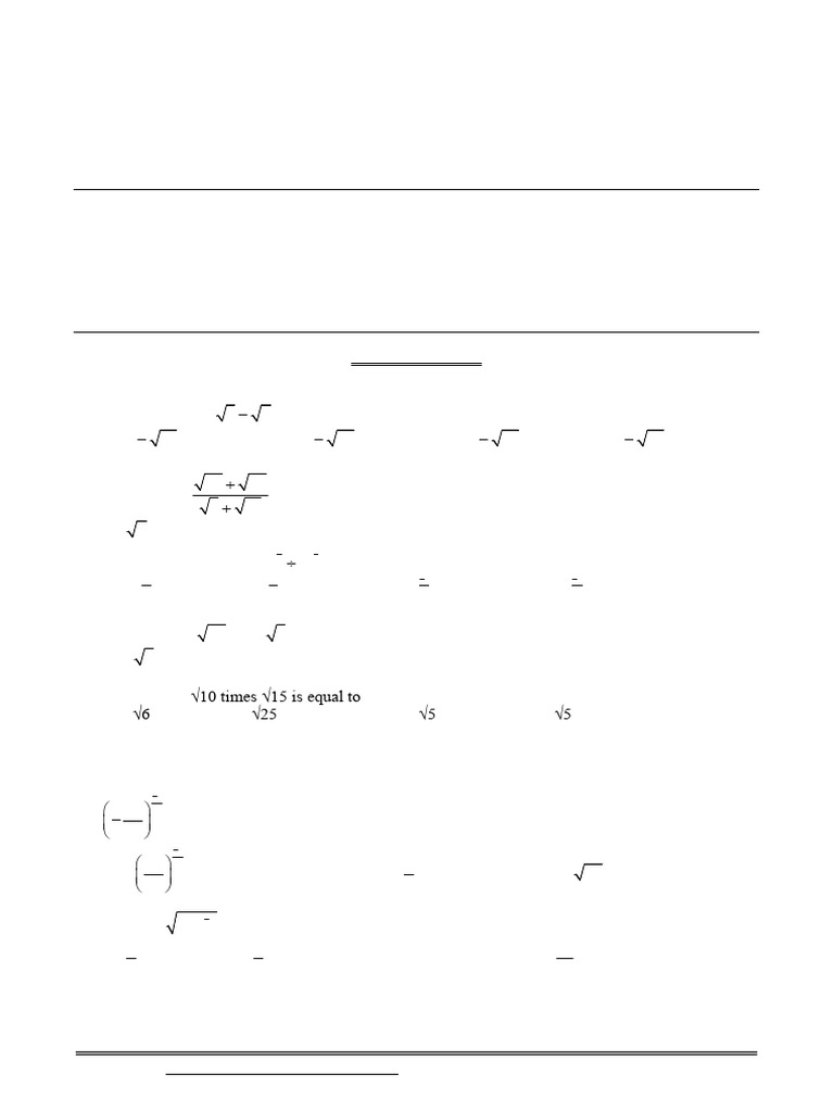 Class IX Mathematics Number System Paper | PDF | Numbers | Decimal