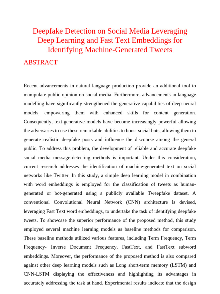 Deepfake Detection On Social Media Leveraging Deep Learning and Fast ...