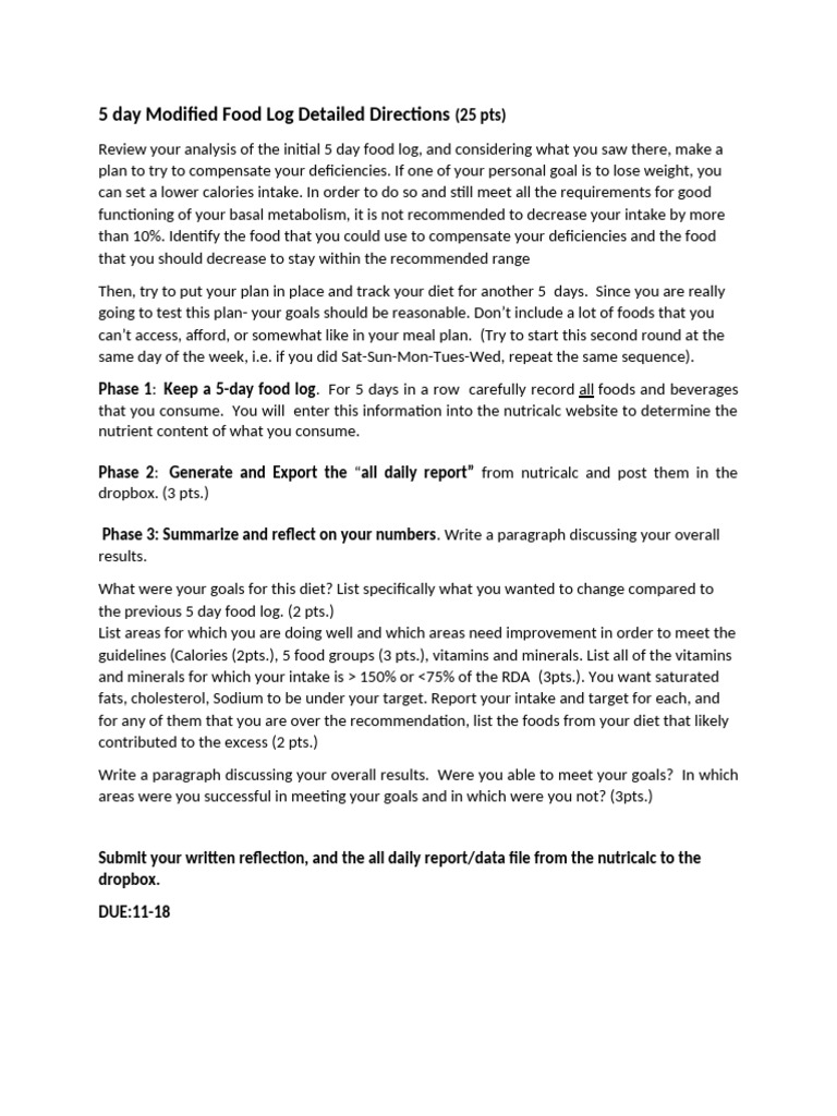 Part II Food Diary 2 | PDF