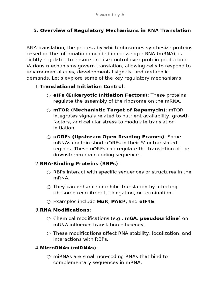 Powered by AI | PDF | Messenger Rna | Translation (Biology)