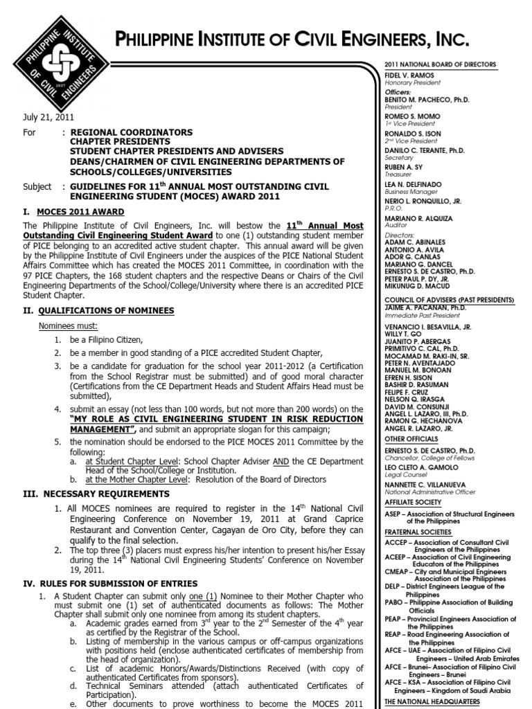 11th Most Outstanding Civil Engineer Student | PDF | Doctor Of ...