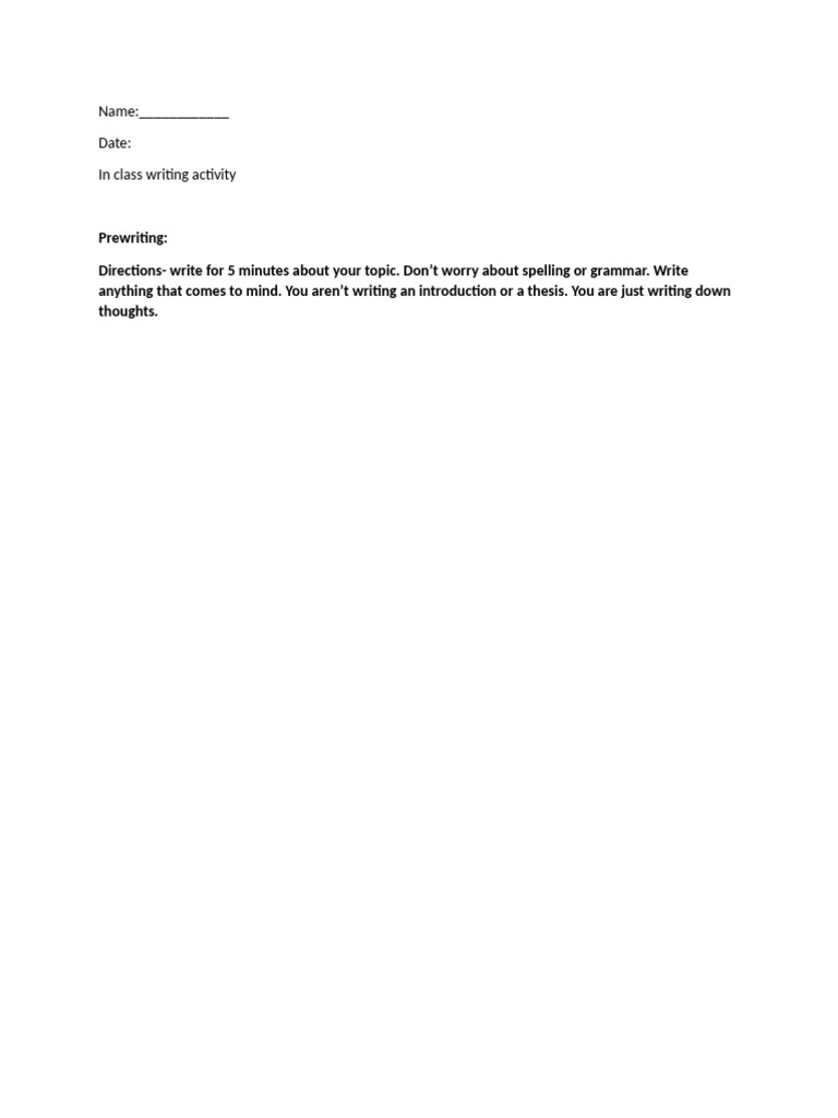 Essay Prewriting Activity Guide | PDF