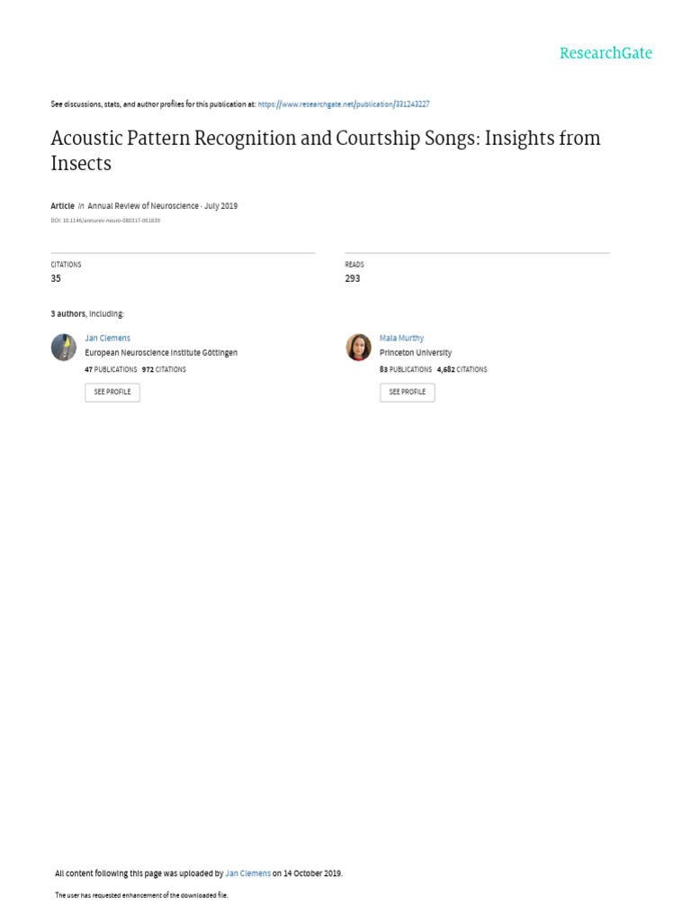 Acoustic Communication in Insect | PDF | Nervous System | Drosophila ...