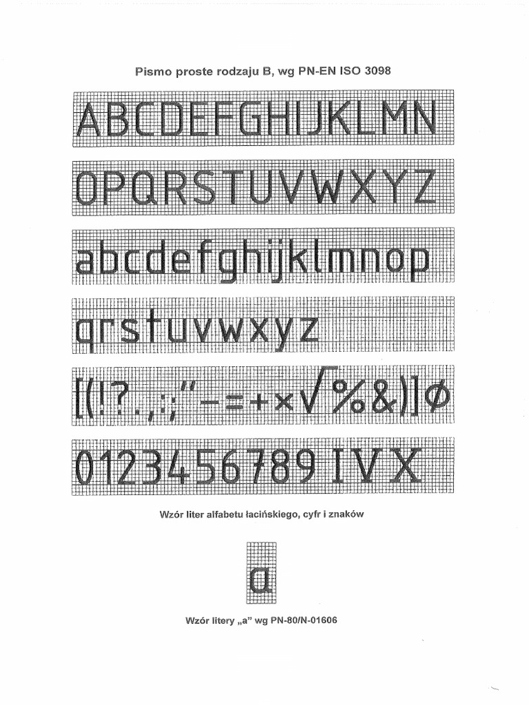 Pismo Proste Rodzaju B (Alfabet) - Wzór | PDF