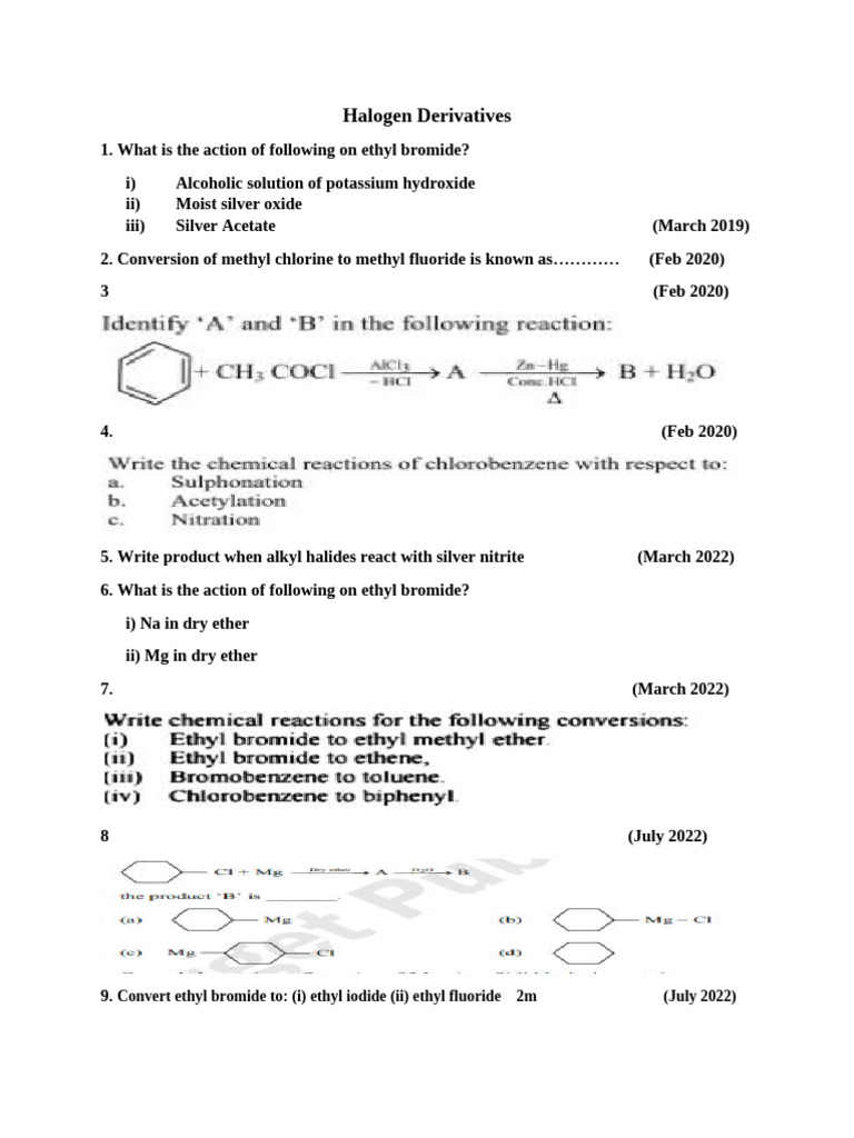 Halogen Derivatives: Reactions & Mechanisms | PDF
