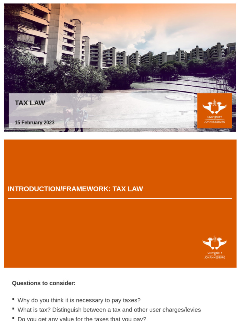 UJ - PowerPoint 15 February Tax Law | PDF