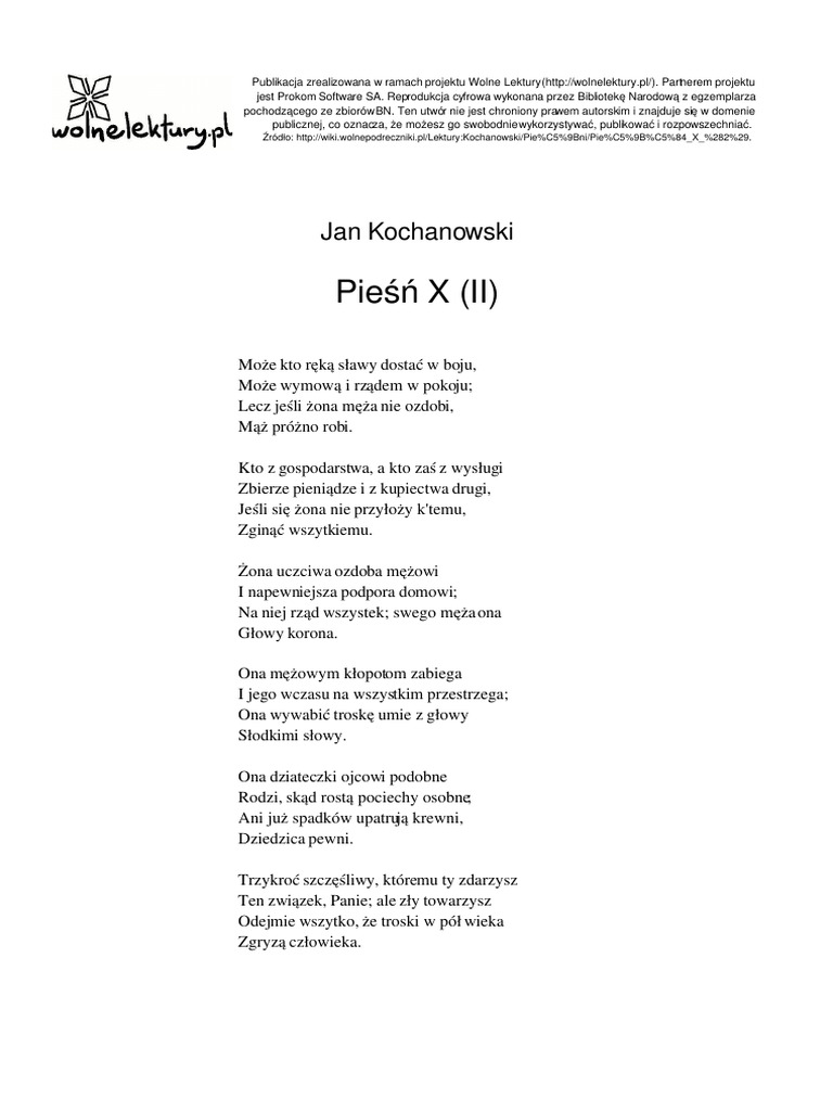Kochanowski Piesn X 2 | PDF